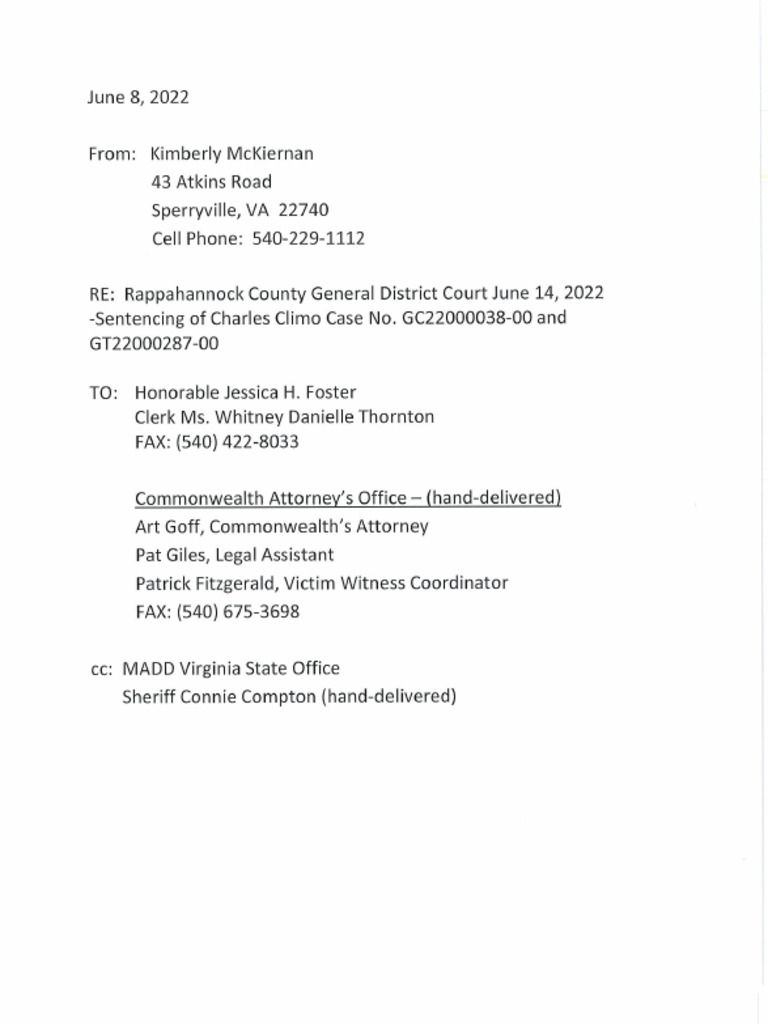 Charles Climo - Repeat Offender 060822 - Letter To Judge Jessica H ...