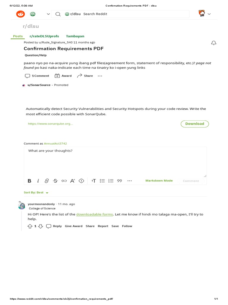 Confirmation Requirements PDF - Dlsu | PDF