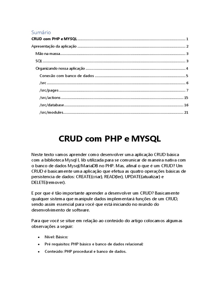 Aula 12 Crud Com Php E Mysql Pdf Php Sql