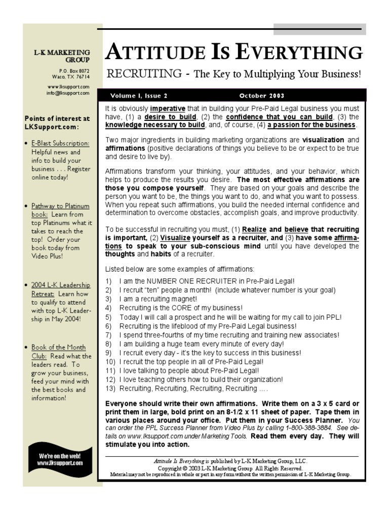 Recruiting Is The Key For MLM Success | PDF | Thought | Multi Level ...