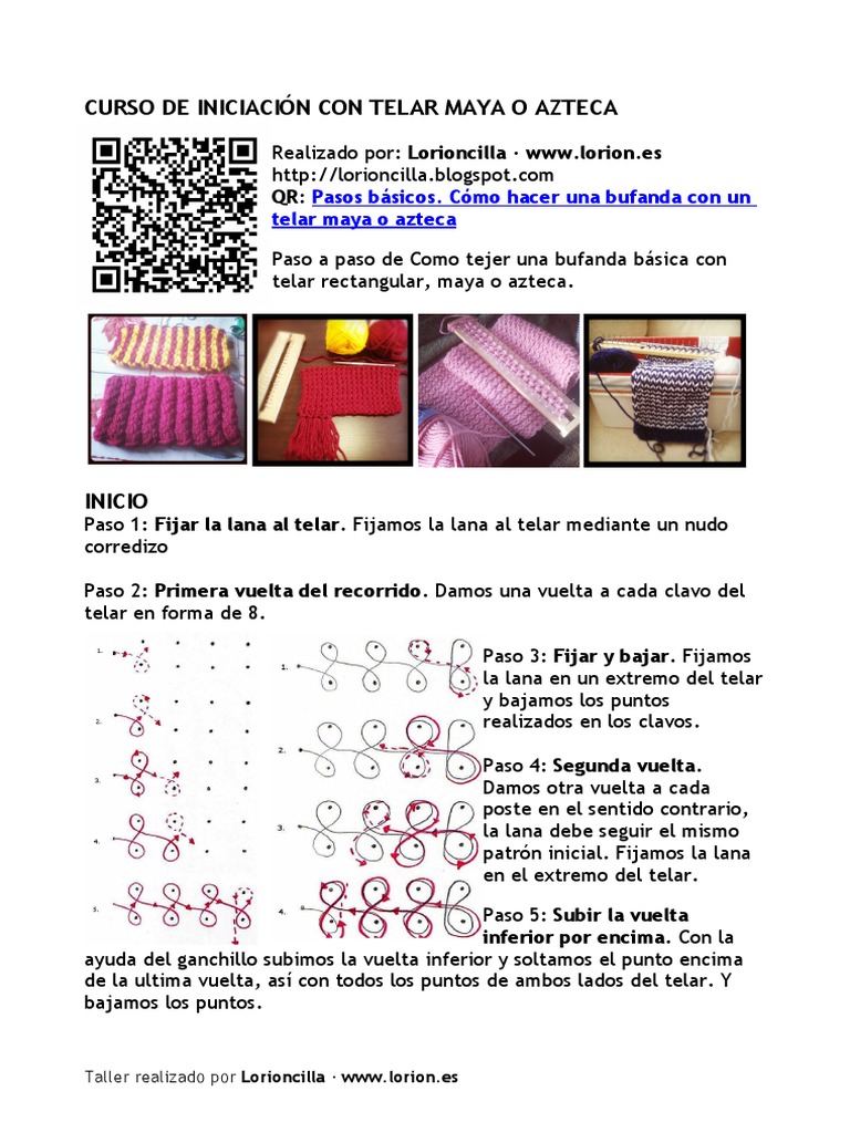 Como Tejer Una Bufanda Básica Con Telar Rectangular - Puntos | PDF ...