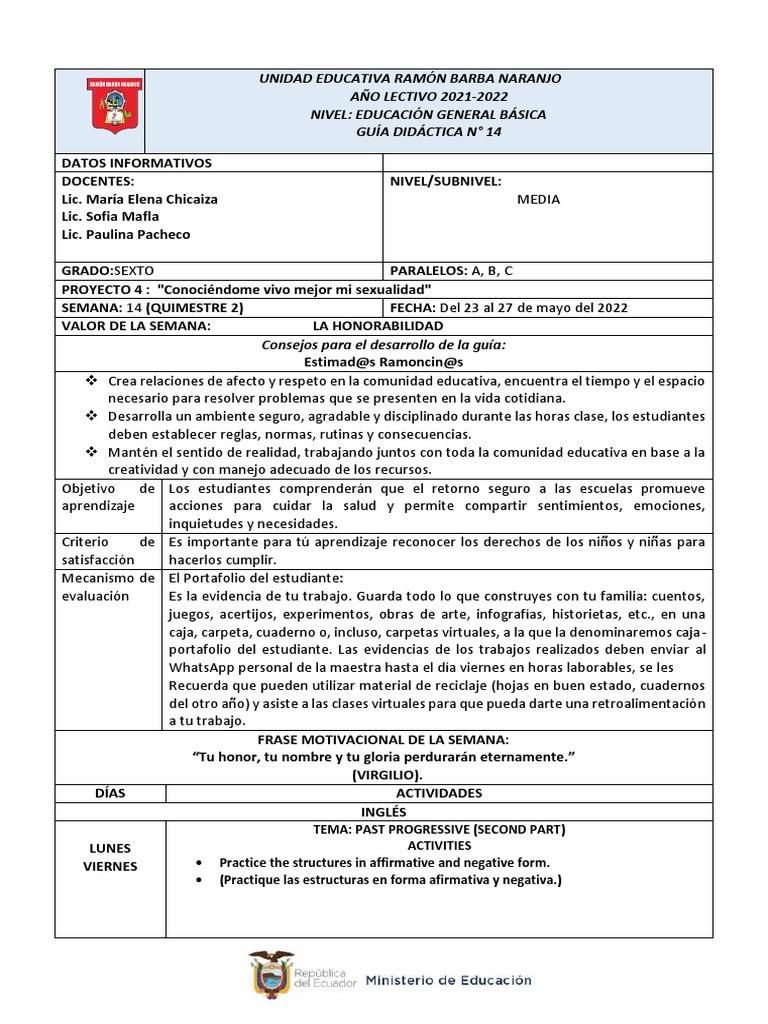 Guia de Aprendizaje 14 2q Sextos Egb | PDF | Agua | Contaminación