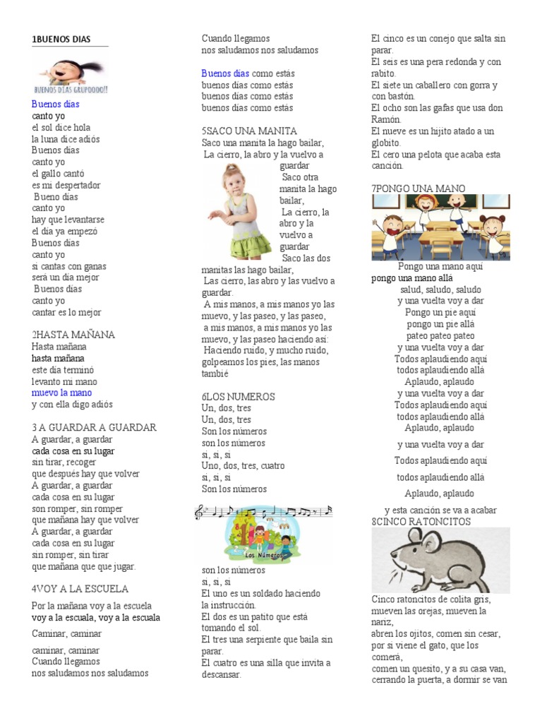 Canciones Infantiles Pdf Gratis – YVDL