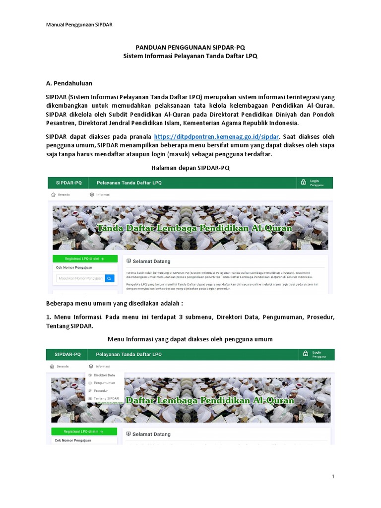Panduan SIPDAR-PQ | PDF