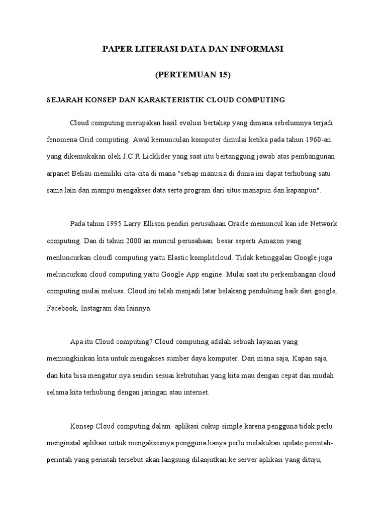PAPER LITERASI DATA DAN INFORMASI, Pertemuan Ke 15, Kelompok 2 | PDF