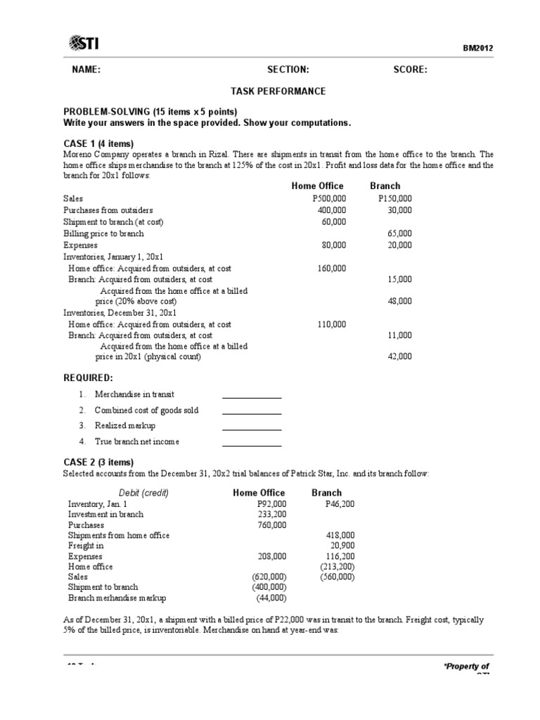 12 Task Performance 1 | PDF | Book Value | Financial Services