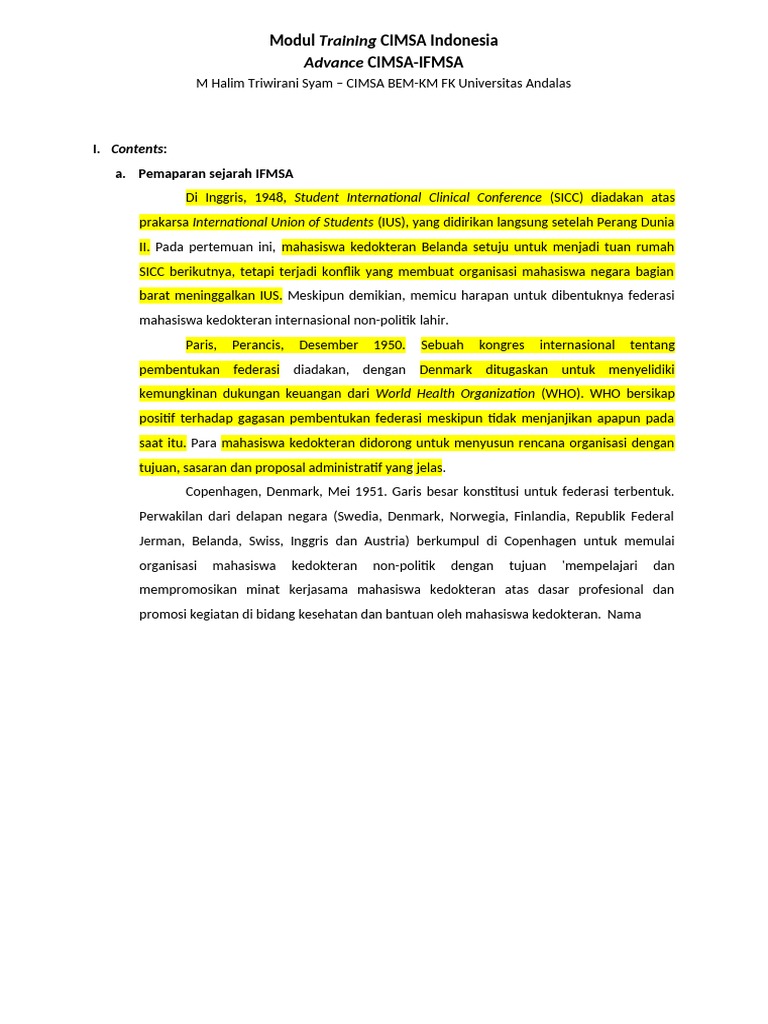 Modul Calon Officials Lokal - Advance CIMSA-IfMSA-dikonversi | PDF