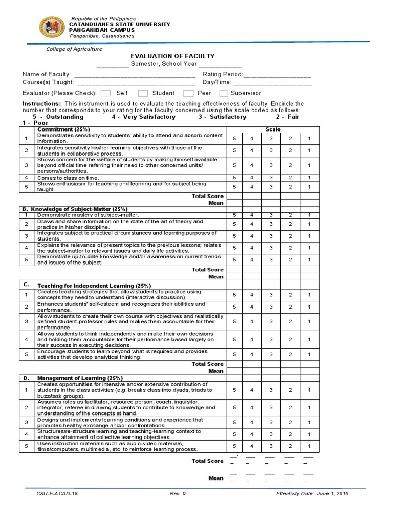 Faculty Evaluation System Overview | PDF | Learning | Evaluation