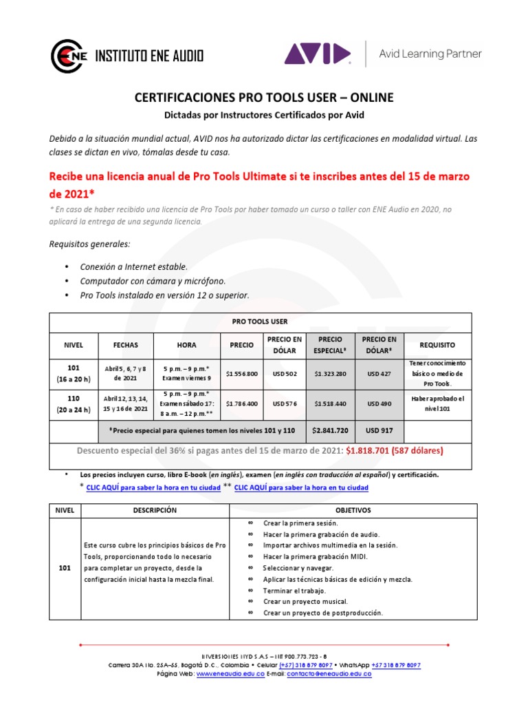 Certifícate en Pro Tools Online | PDF | Informática