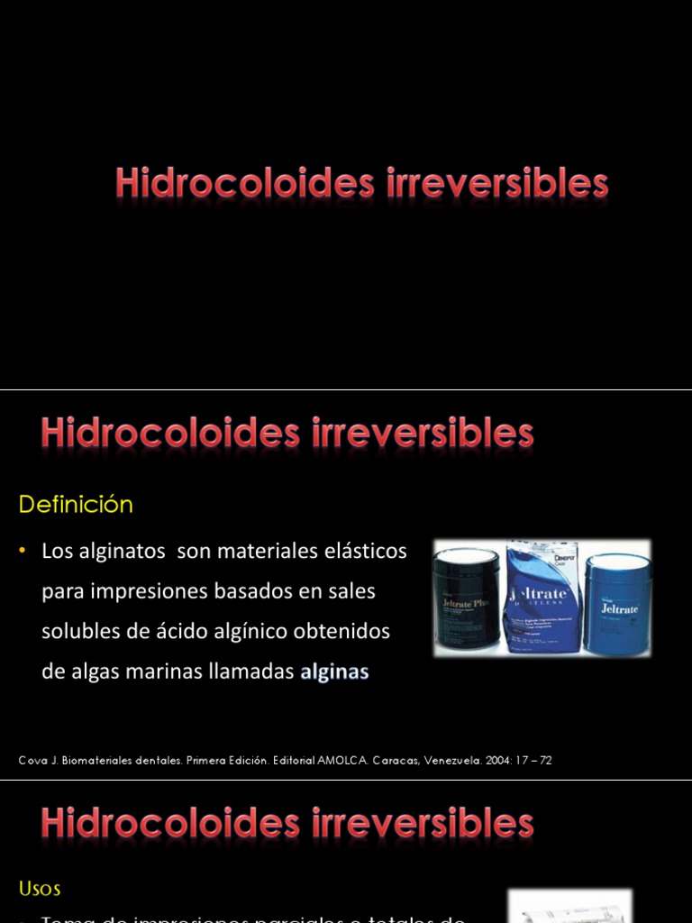 Hidrocoloides Irreversibles | PDF | Agua | Calcio