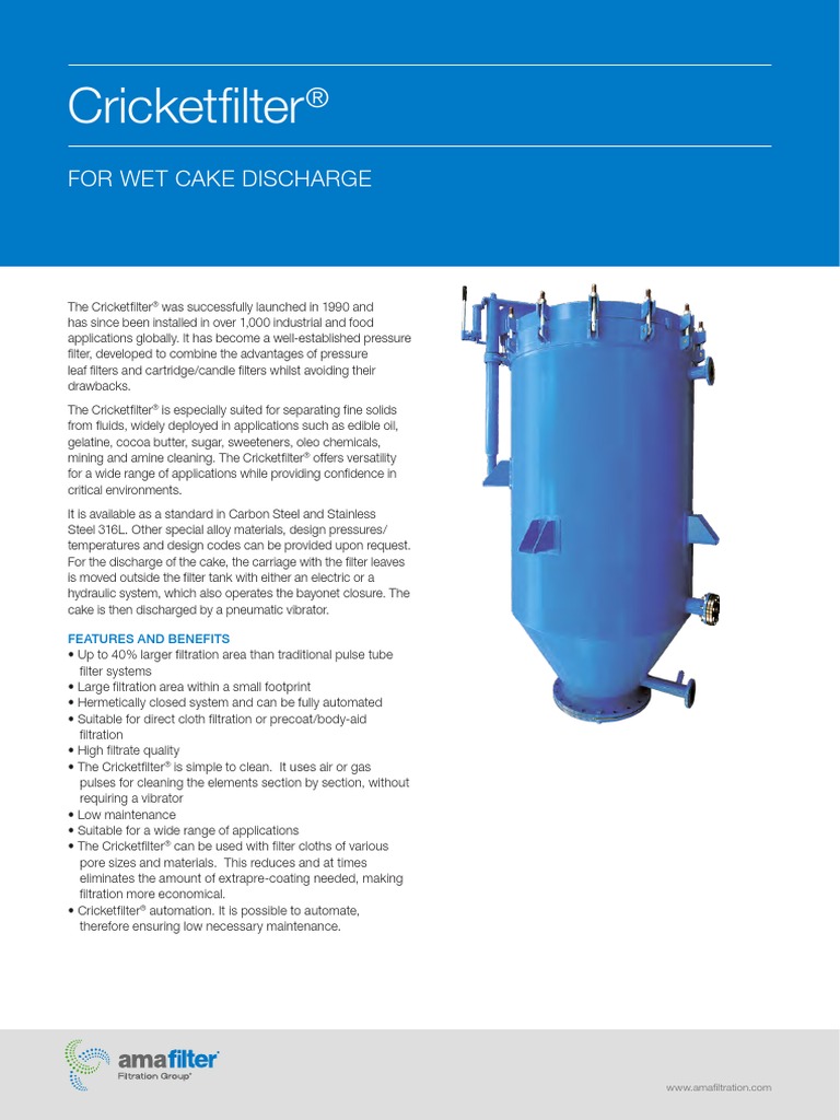 Amafilter Cricketfilter For Wet Cake Discharge 20210414 | PDF ...