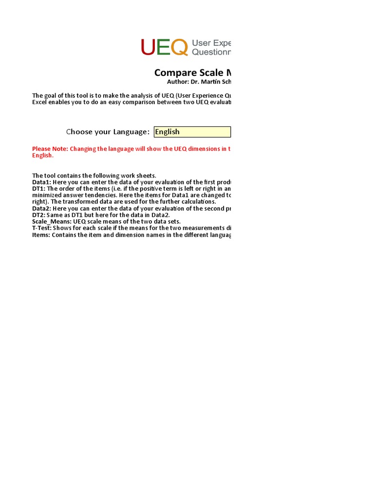 UEQ Data Analysis Tool Overview | PDF | Questionnaire | Statistical Theory