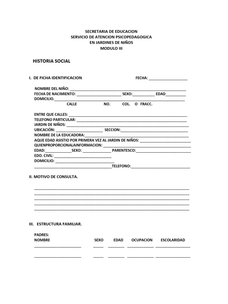 Formato Historia Social | PDF