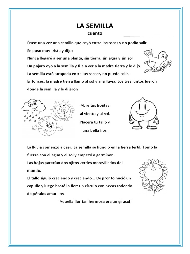 Cuento Infantil: La Semilla y el Girasol | PDF | Ciencia y matemáticas ...