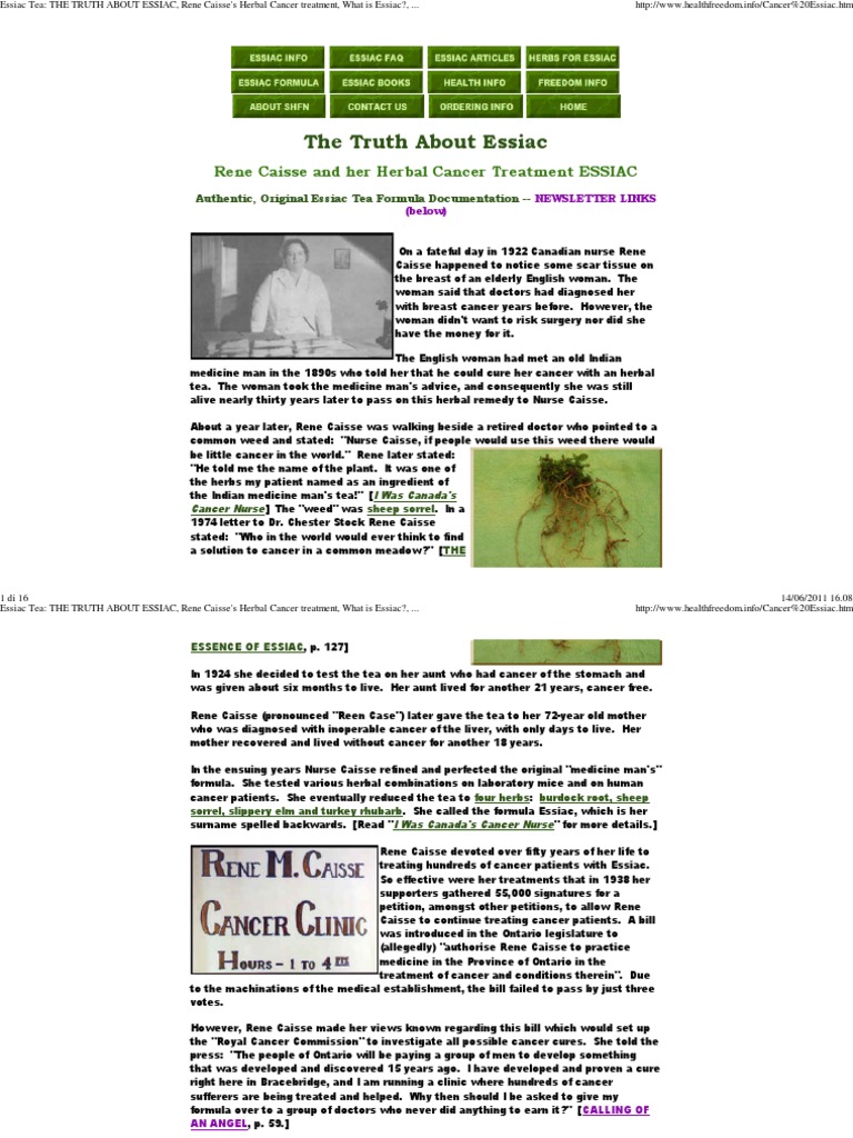 Essiac Formula Originale | PDF | Herbalism | Medicine