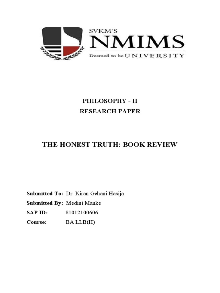 The Honest Truth - Book Review | PDF | Mind | Truth