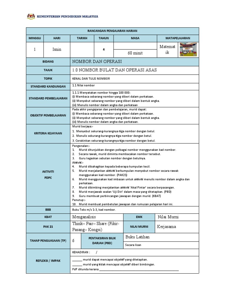 RPH MT TAHUN 4 Tajuk 1 | PDF | Karier & Perkembangan