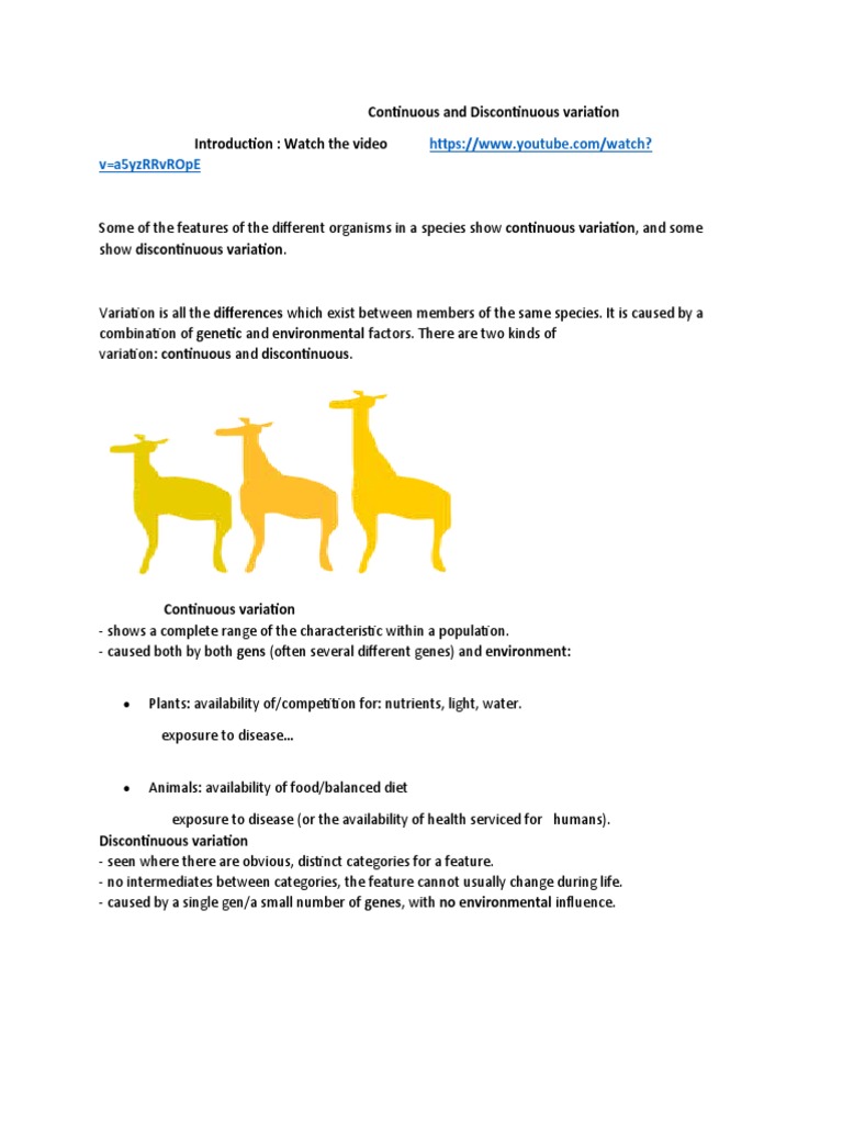 Continuous and Discontinuous Variation 2021 | PDF | Mutation | Genetic ...