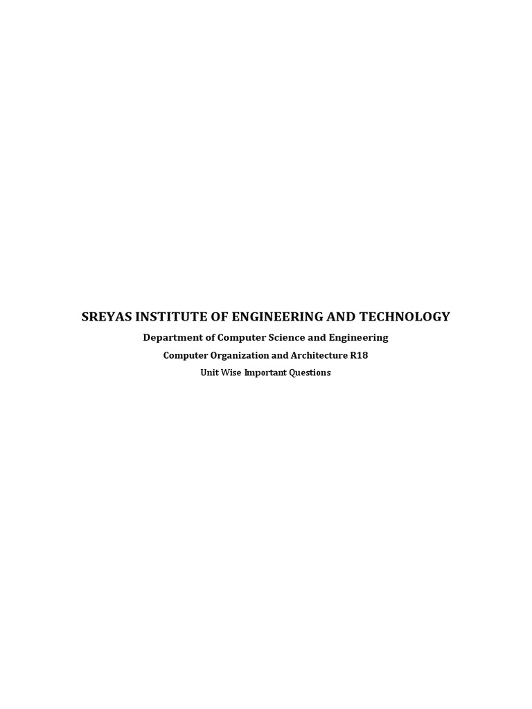 COA Imp Questions 20-21 | PDF | Input/Output | Central Processing Unit