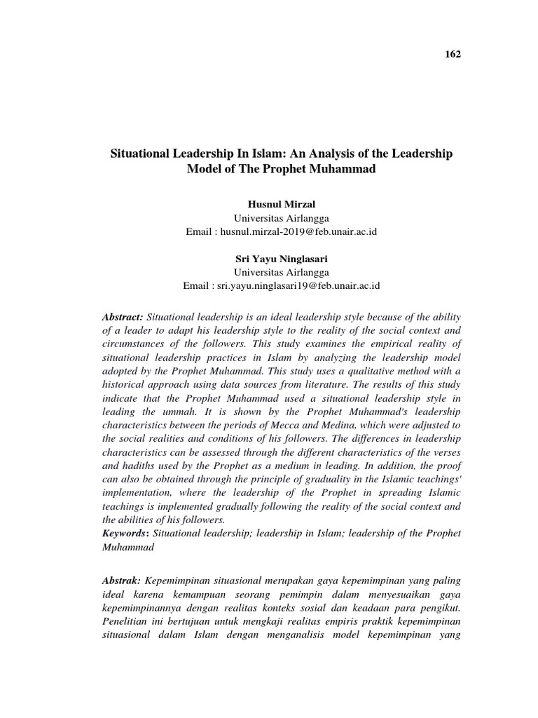 Situational Leadership in Islam: An Analysis of The Leadership Model of ...