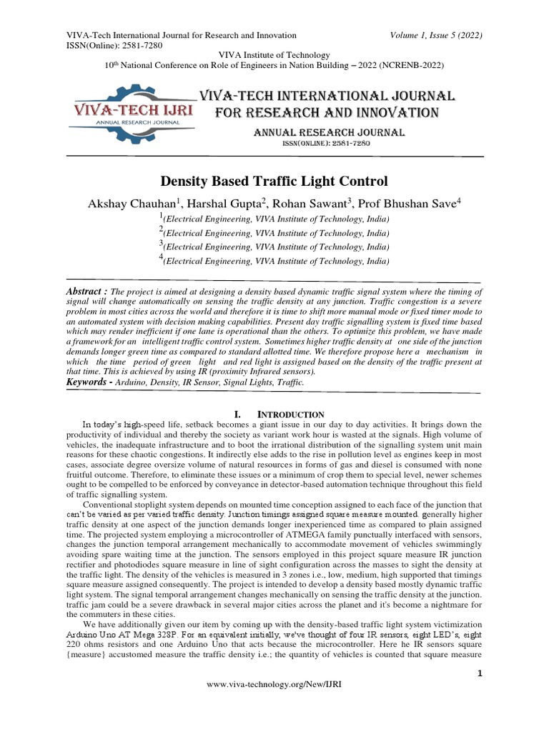Density Based Traffic Light Control | PDF | Infrared | Traffic