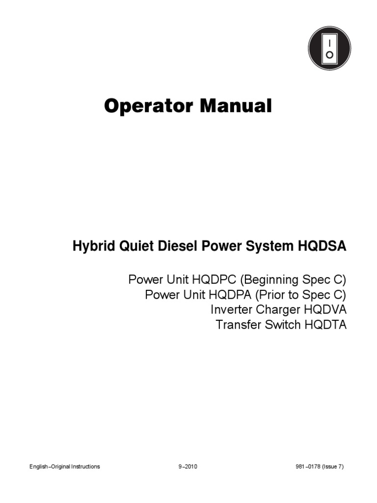 Operator Manual: Hybrid Quiet Diesel Power System HQDSA | PDF | Power ...