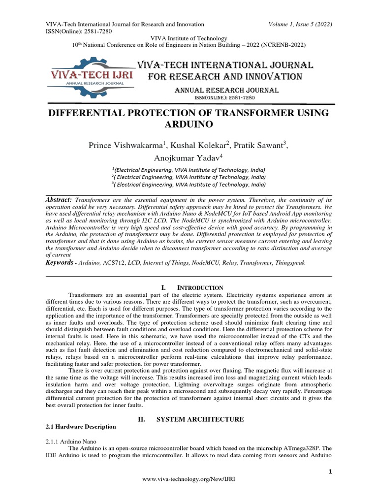 Differential Protection of Transformer Using Arduino | PDF | Inductor ...