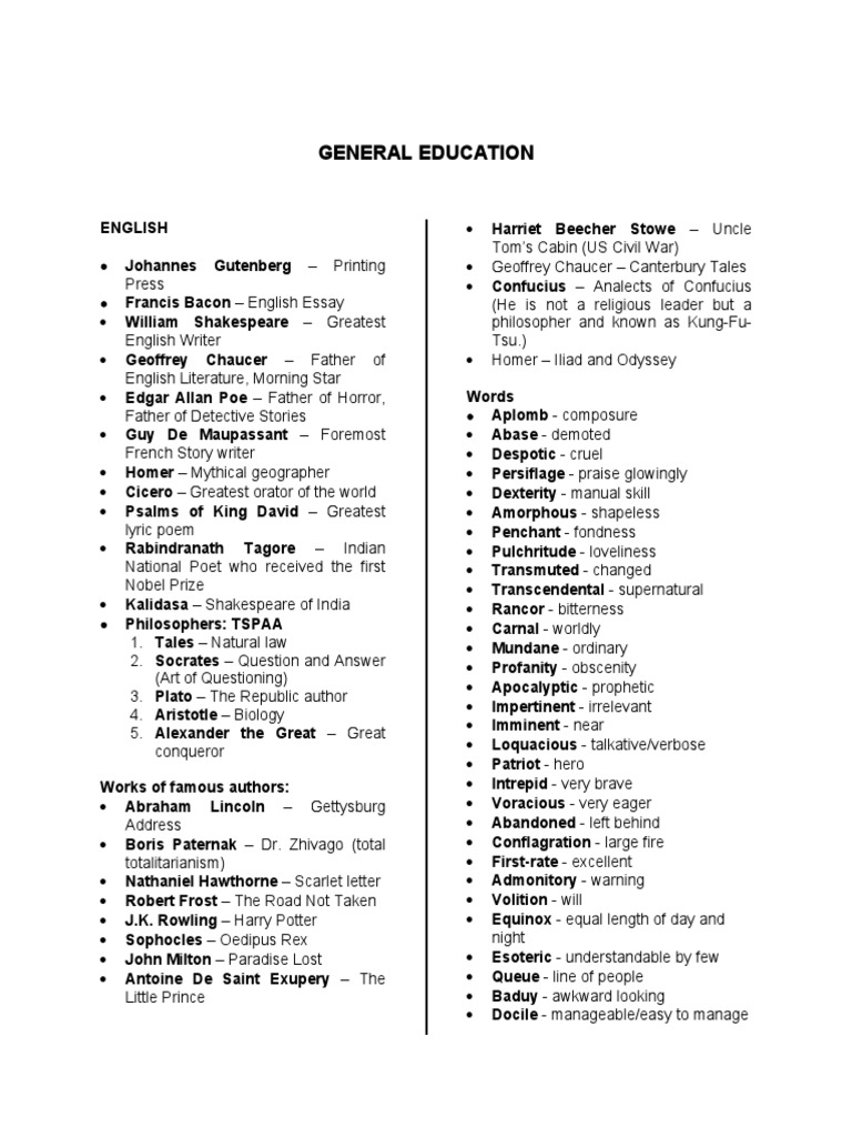 General Education LET Reviewer | PDF | President Of The Philippines ...