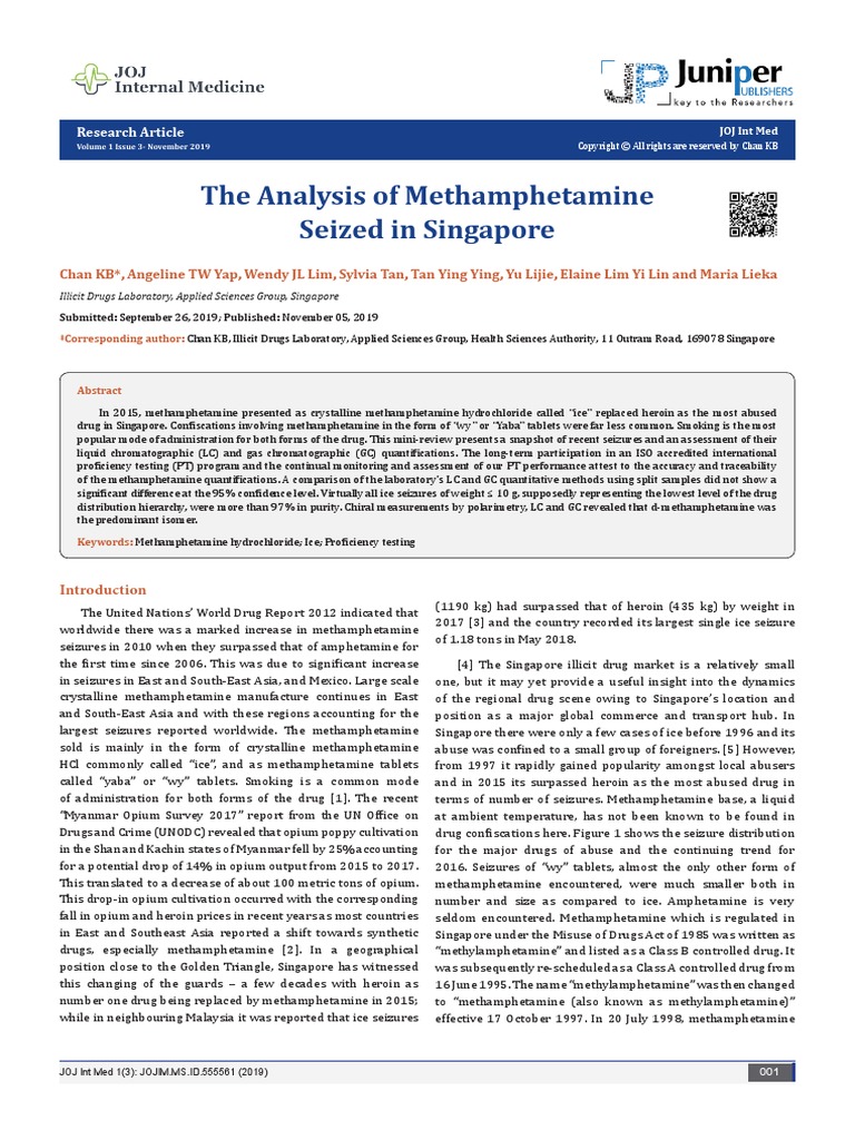 The Analysis of Methamphetamine Seized in Singapore: Research Article ...