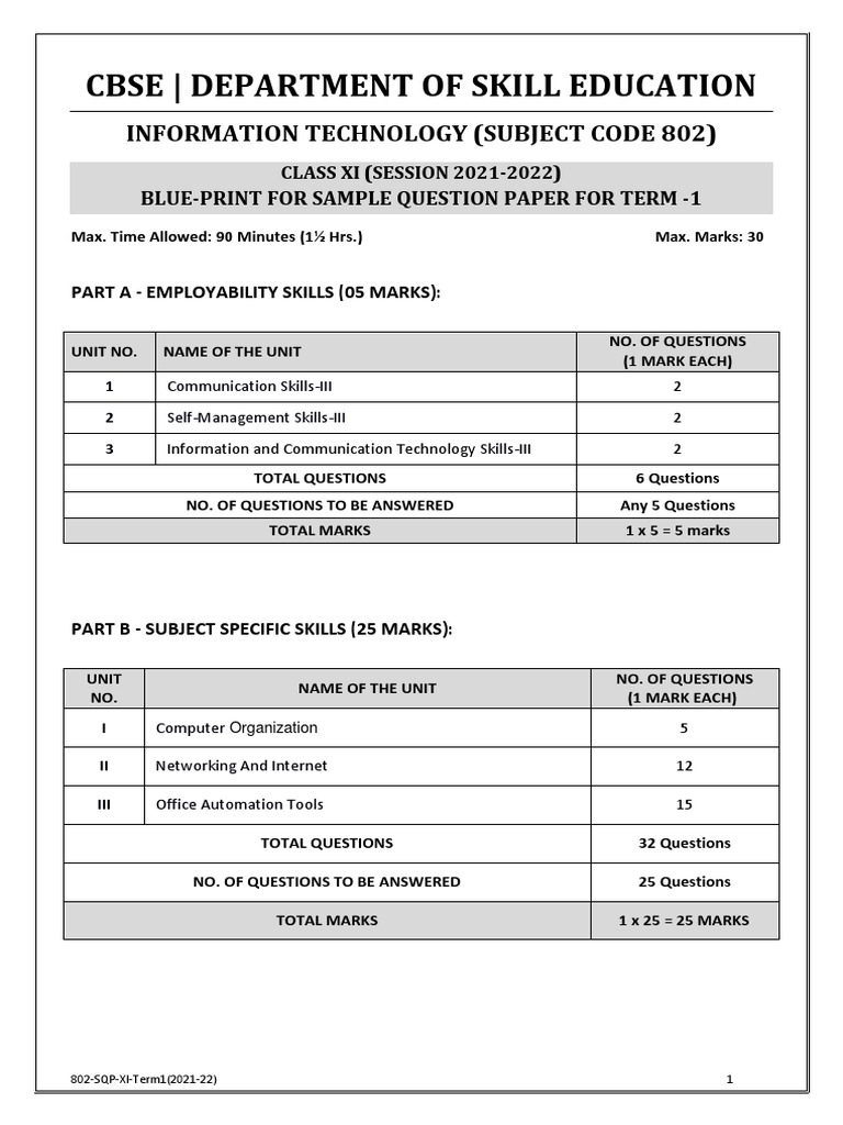 Cbse - Department of Skill Education: Information Technology (Subject ...