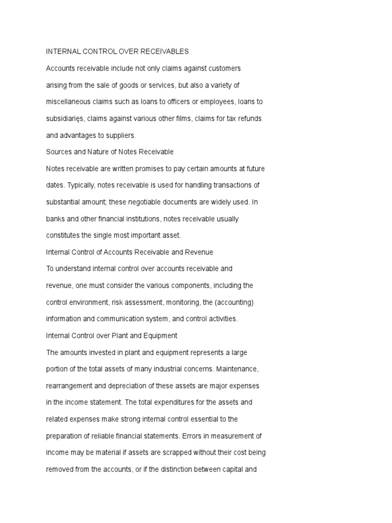Internal Control for Receivables Management | PDF | Internal Control ...