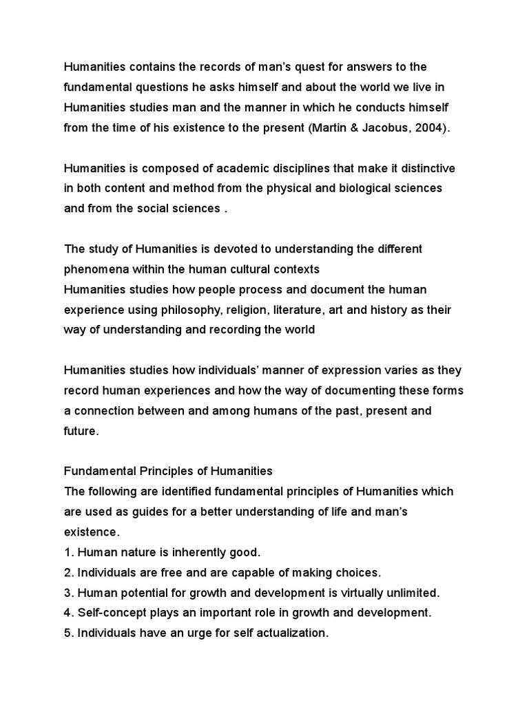 Principle of humanities and Arts | PDF | Humanities | Aesthetics