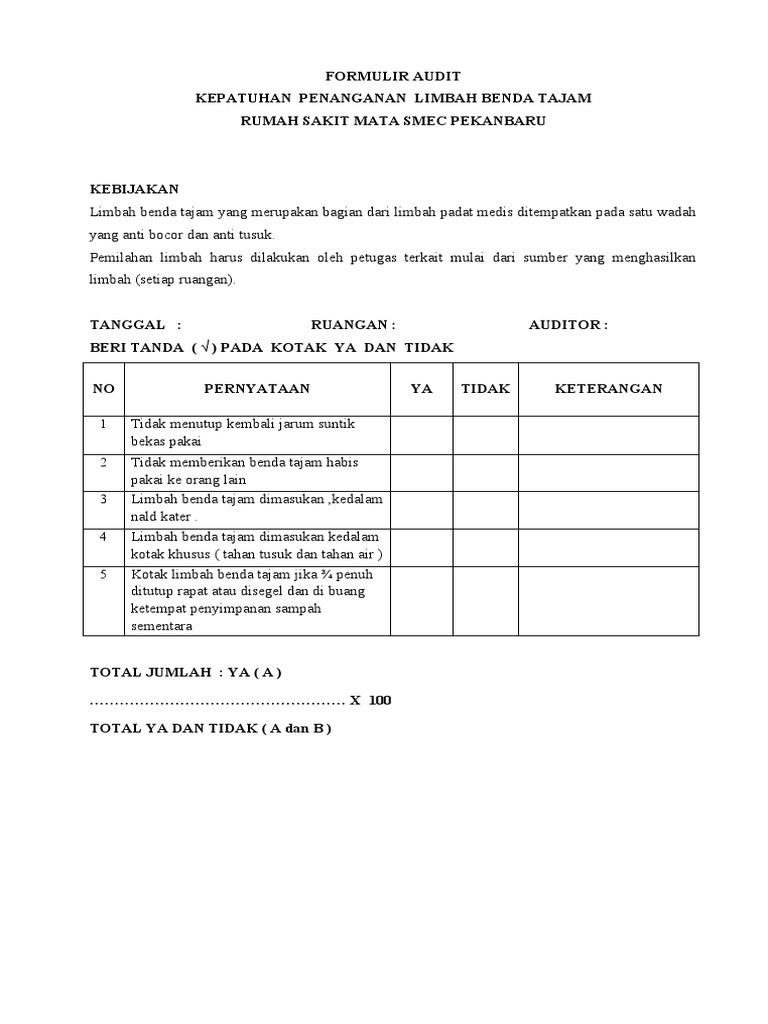 Formulir Audit | PDF | Pengembangan Diri | Sains & Matematika