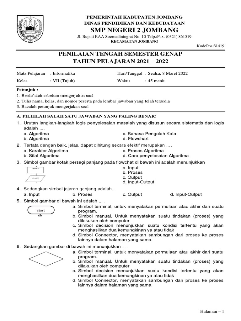 Naskah Soal Informatika 7 Genap | PDF