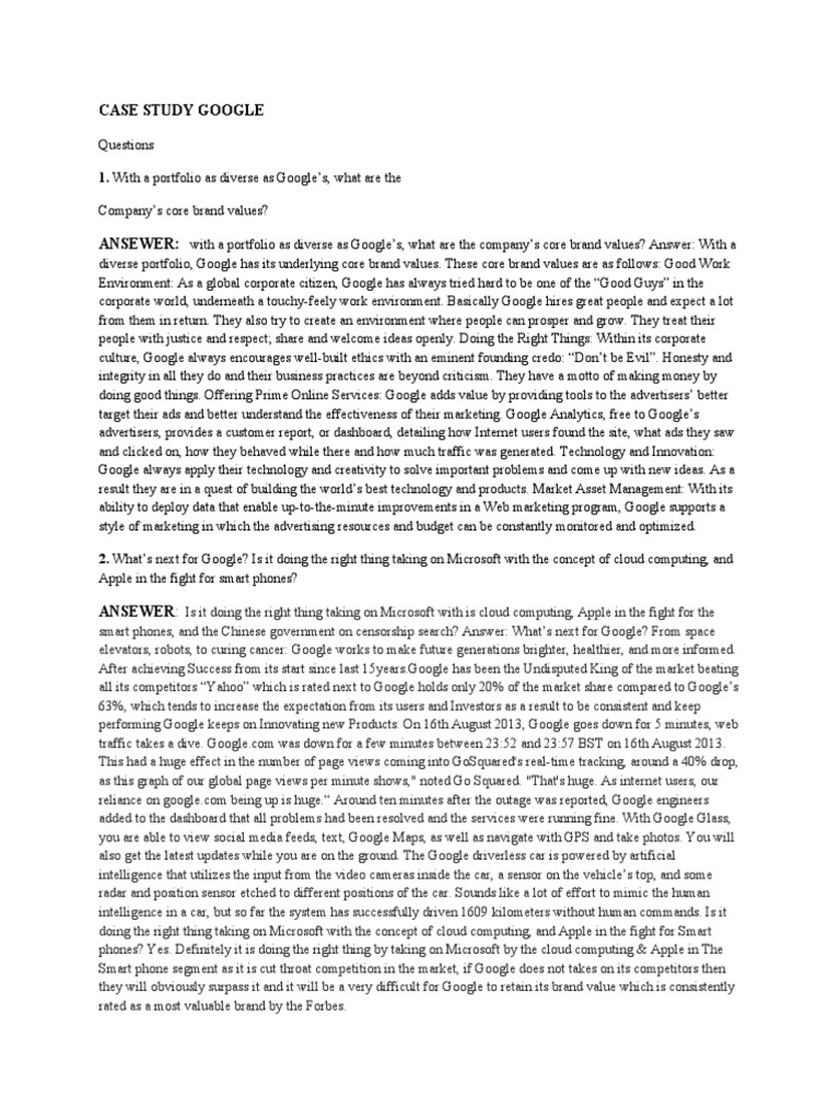 Case Study Google | PDF | Advertising | Communication