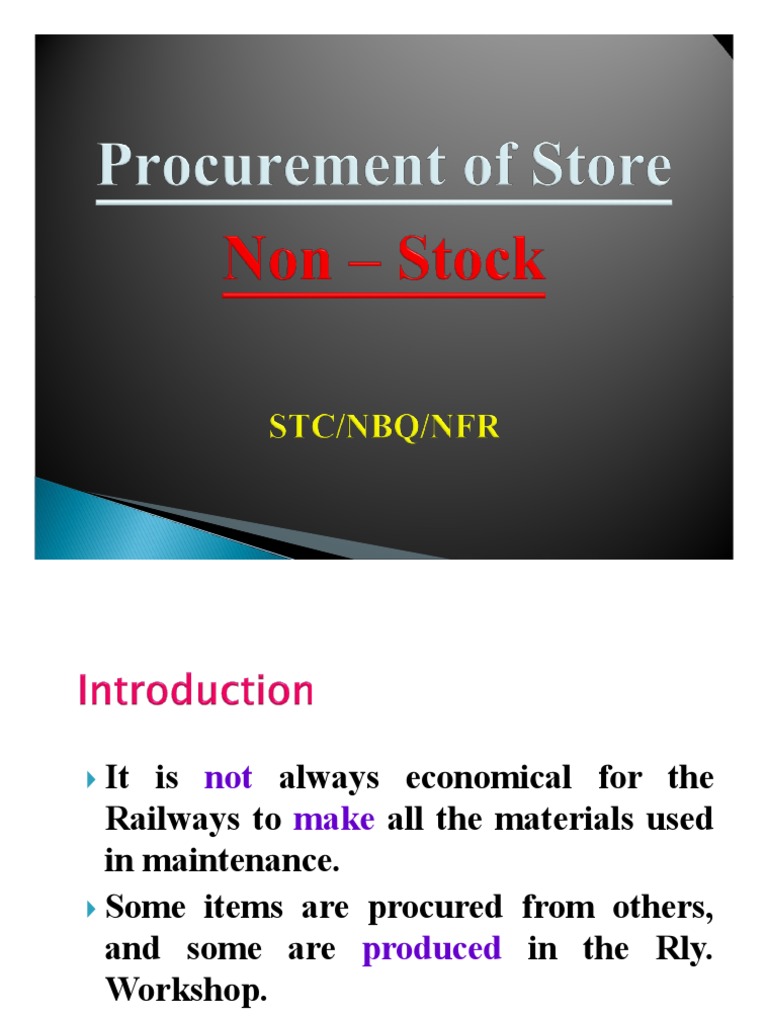 Non-Stock Procurement in Railways | PDF | Rail Transport | Supply Chain