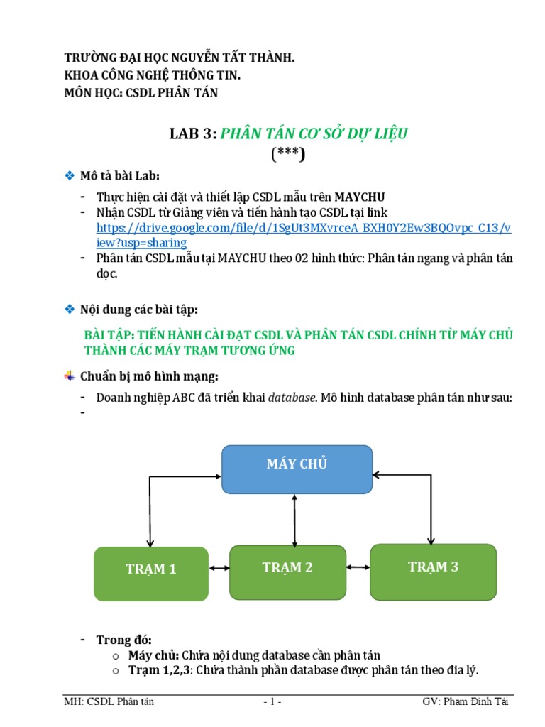 Lab 3 - Phân Tán CSDL | PDF