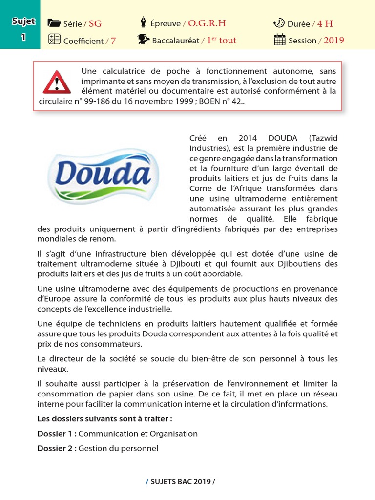 Produits laitiers Douda à Djibouti | PDF | Recrutement | Business