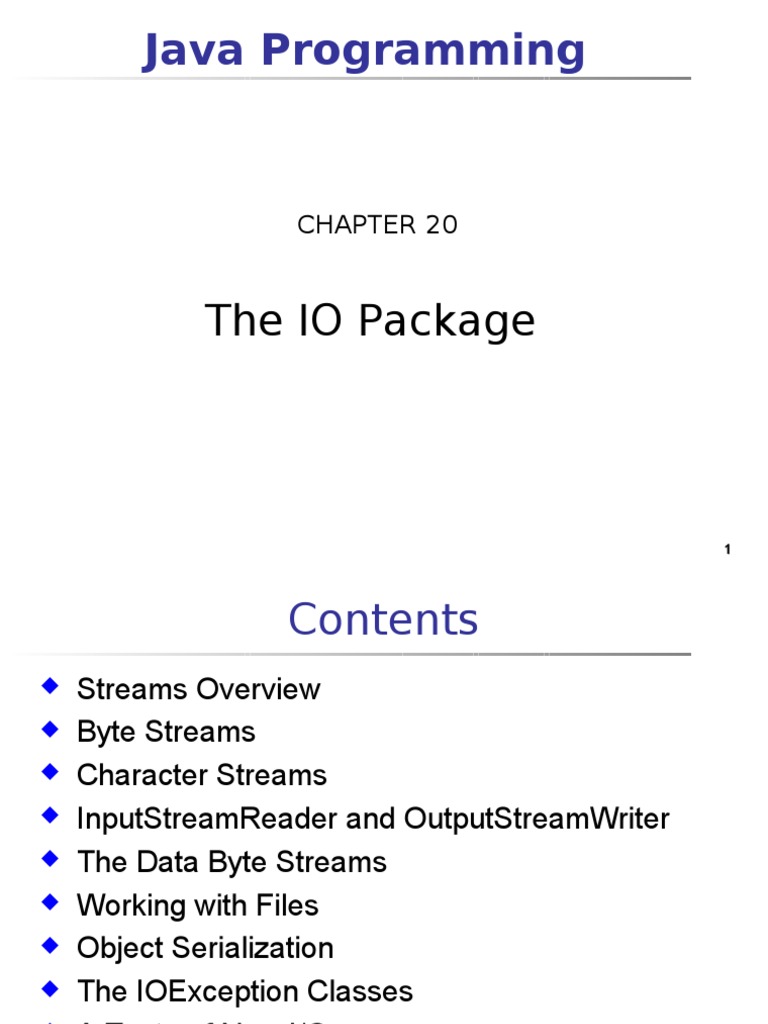 Java Programming: The IO Package | PDF | Input/Output | Software ...