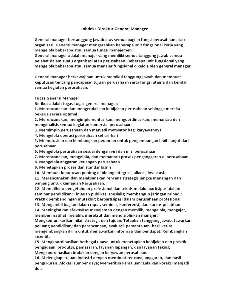Jobdeks General Manager | PDF