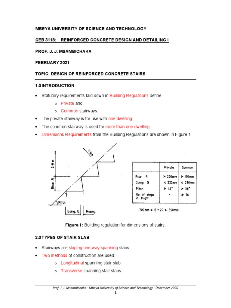 Design of Stairs 2021 Lecture Notes | PDF | Stairs | Architectural Elements