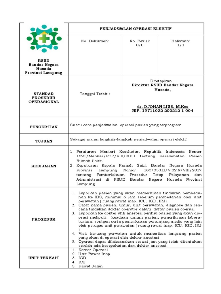 Sop Op Elektif | PDF