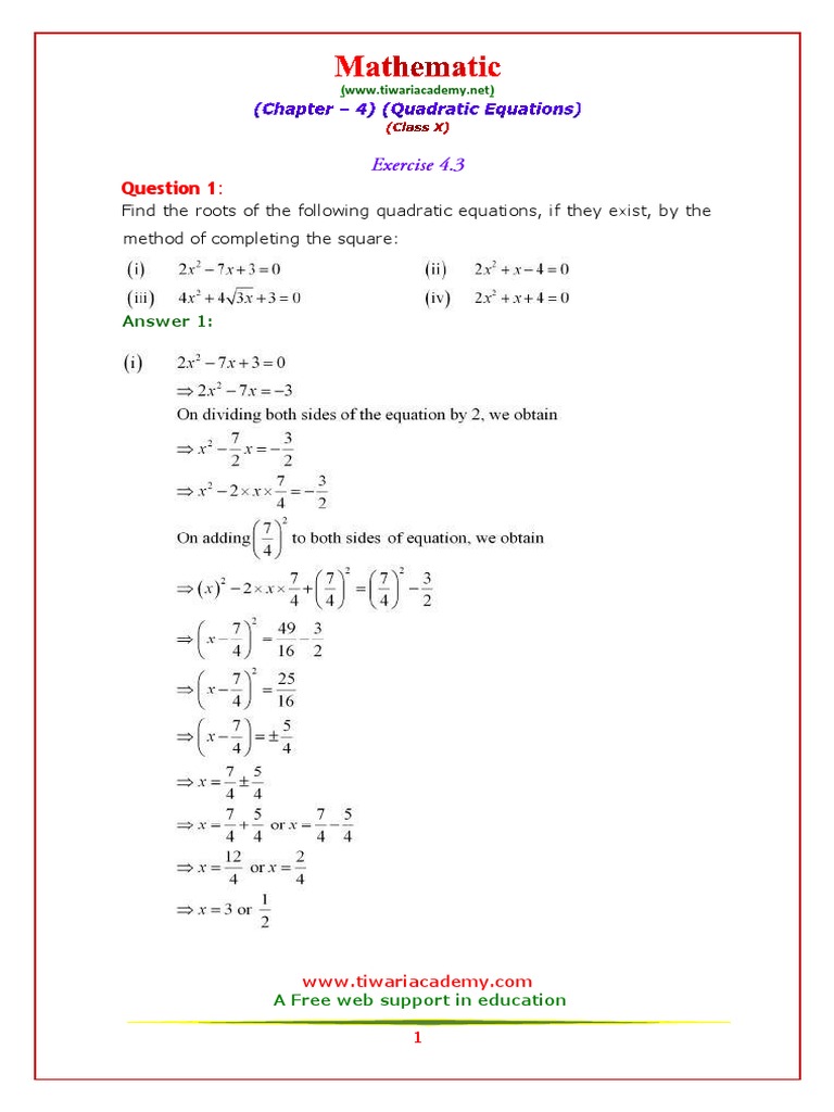10 Maths Solutions Exercise 4 3 | PDF | Speed | Mathematical Concepts