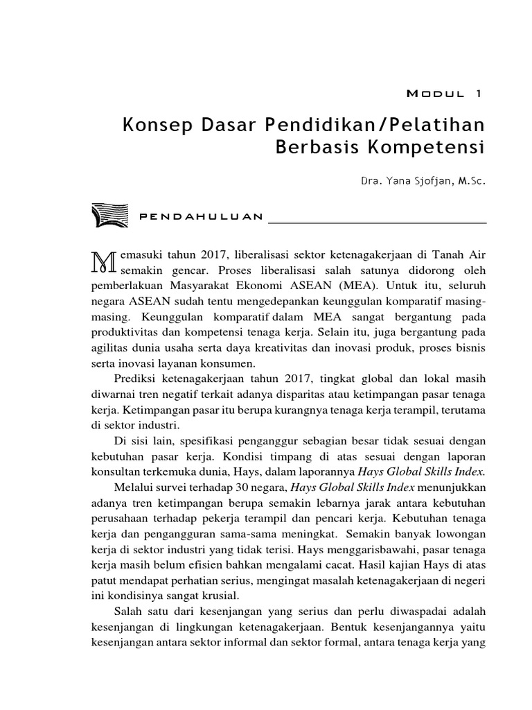 Konsep Dasar Pendidikan:Pelatihan Berbasis Kompetensi | PDF