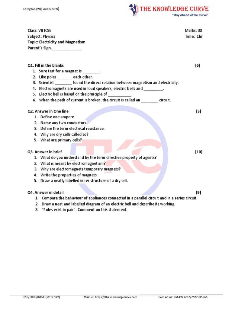 Electricity and Magnetism QP | PDF