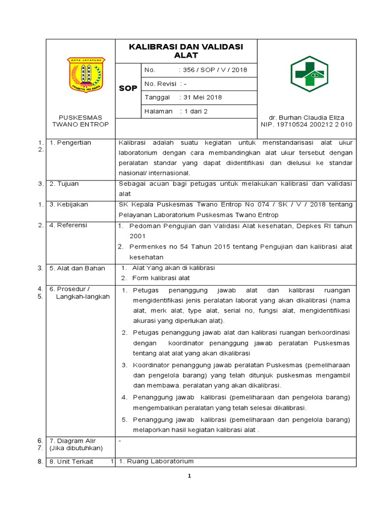 SOP Kalibrasi Alat Laboratorium | PDF | Kesehatan Holistik