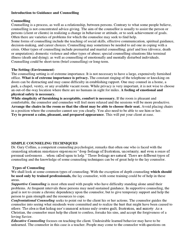 Counselling Environment | PDF | Counseling Psychology | Mental Health