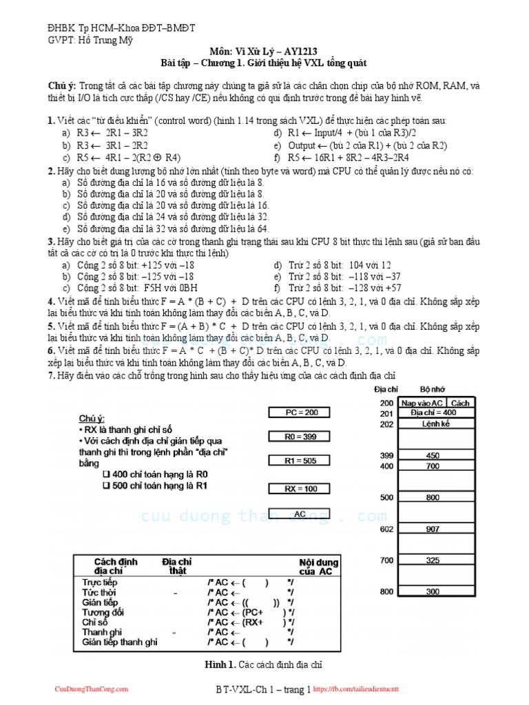 Vi-Xu-Ly - Ho-Trung-My - vxl-bt-ch1 - 2013 - (Cuuduongthancong - Com) | PDF