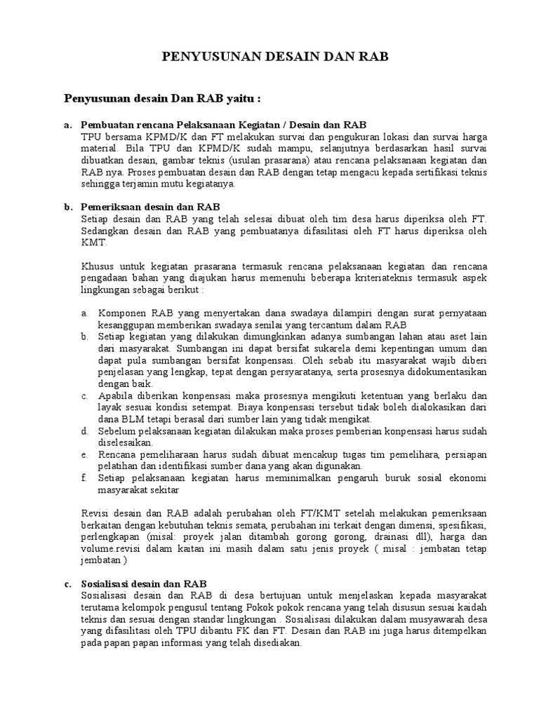 Penyusunan Desain Dan Rab | PDF