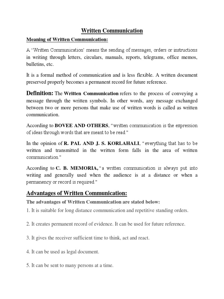 The Essentials of Effective Written Communication: Defining Key ...